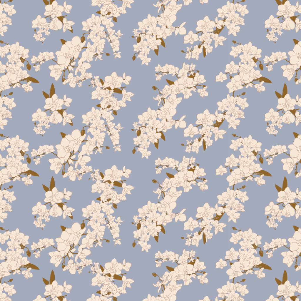 Japanese Orchids in Periwinkle » Modern Magic Art